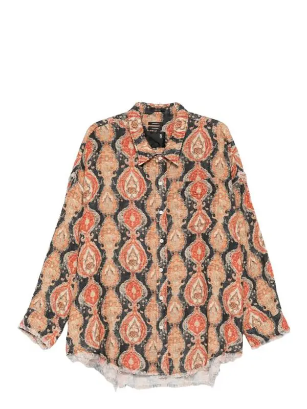 R13 Shredded Seam Patterned Shirt - No