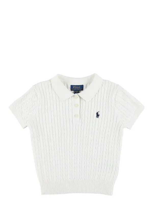 Polo Ralph Lauren Cable Knit Short Sleeve Collared Knitwear - White