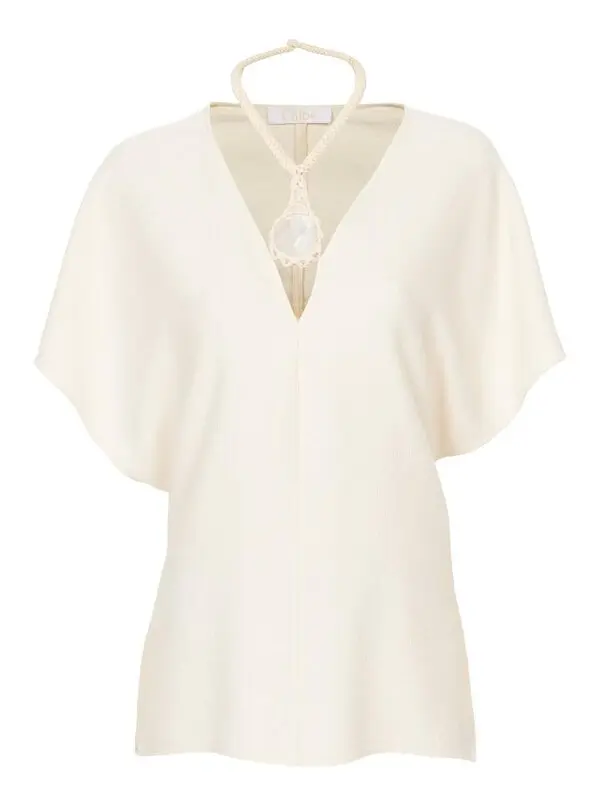 Chloé Short Sleeved Blouse With Necklace Detail - White