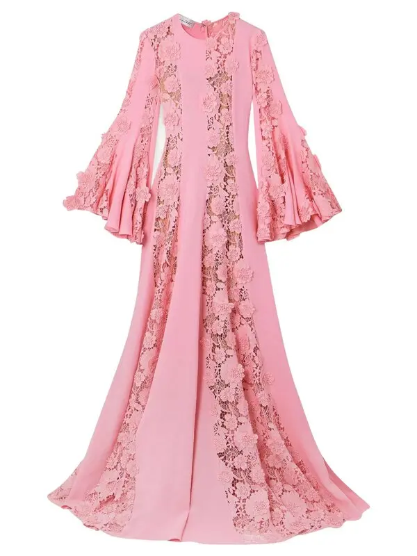 Oscar De La Renta Raised Lace Crepe Gown - Pink