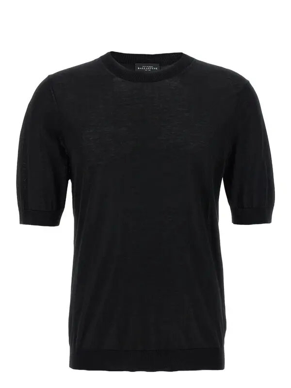 BALLANTYNE Crew Neck Short Sleeve Knitwear - Black