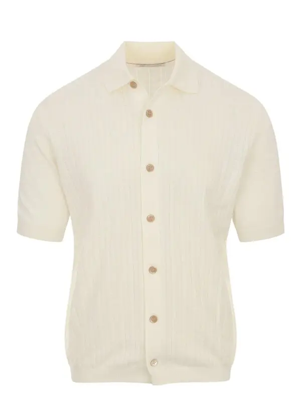 Brunello Cucinelli Short Sleeved Collared Cardigan - White