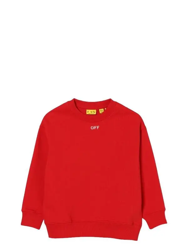 Off-White Long-sleeved Sweatshirt With Ribbed Details - Red
