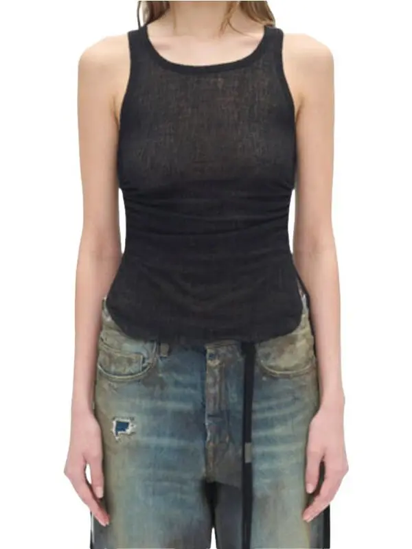 ANN DEMEULEMEESTER Mara" Cropped Tank Top - Black