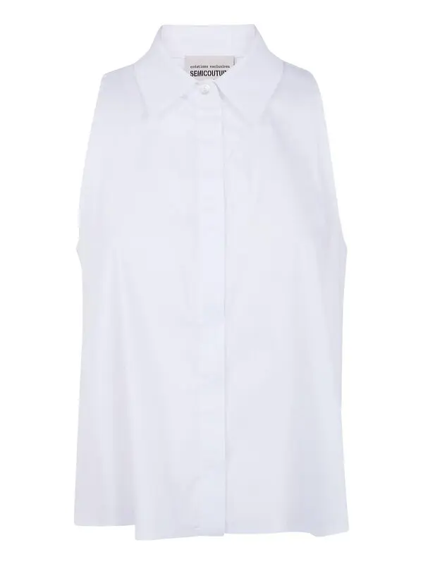 SEMICOUTURE Sleeveless Shirt With Classic Collar - White