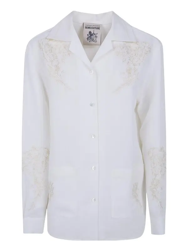SEMICOUTURE Long-sleeved Shirt Jacket With Embellishment - White