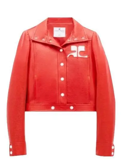 COURREGES Courrèges Vinyl Cropped Jacket - Red