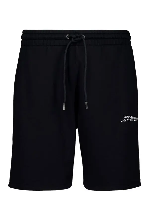 Off-White Drawstring Waistband Shorts - Black