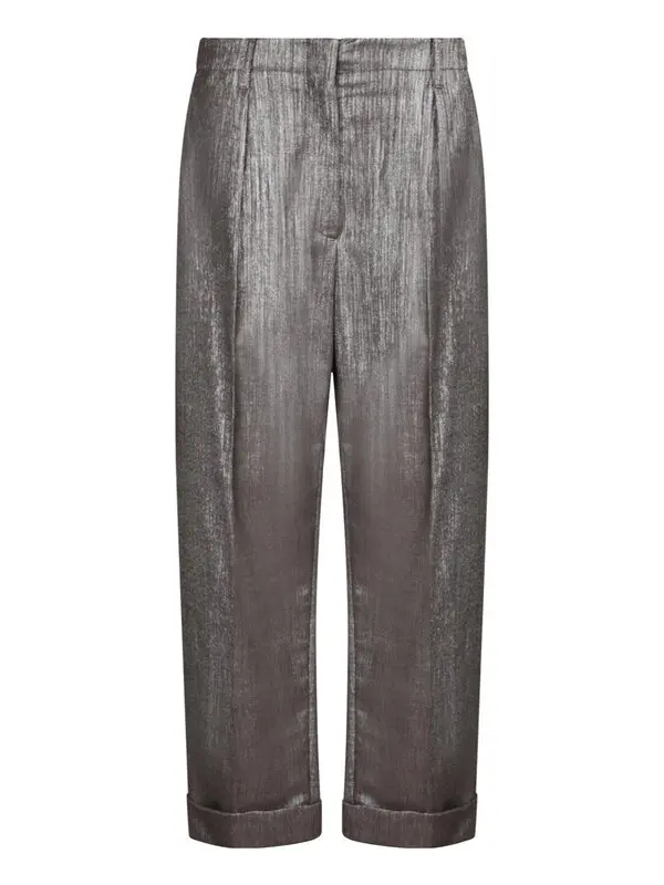 Brunello Cucinelli Metallic Lurex Detailed Trousers - Black