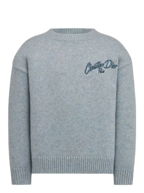 Dior Crew Neck Sweater With Paris Embroidery - Gray