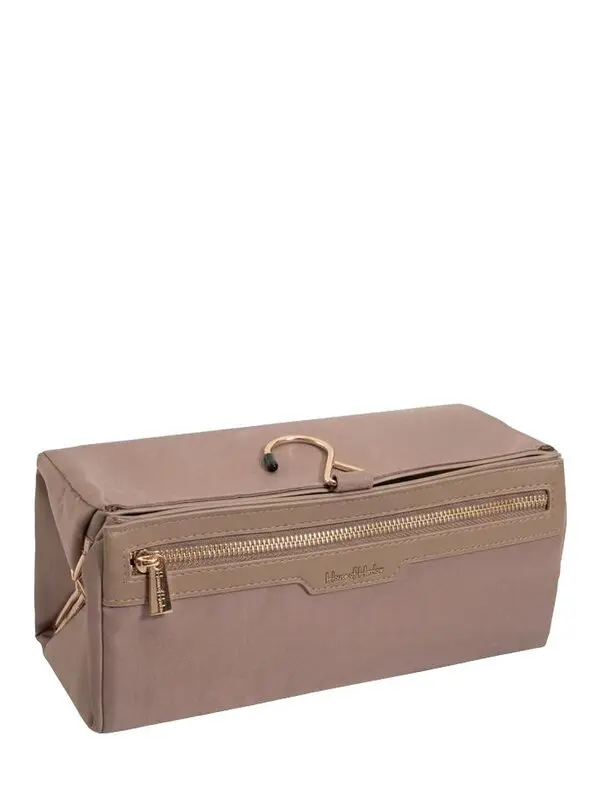 House Of Harlow 1960 Twill Nylon Double Compartment Hanging Toiletry Case - Taupe