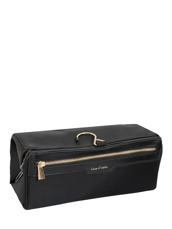 House Of Harlow 1960 Twill Nylon Double Compartment Hanging Toiletry Case - Black