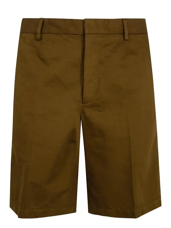 Zegna Cotton Belted Tailored Pants - Brown