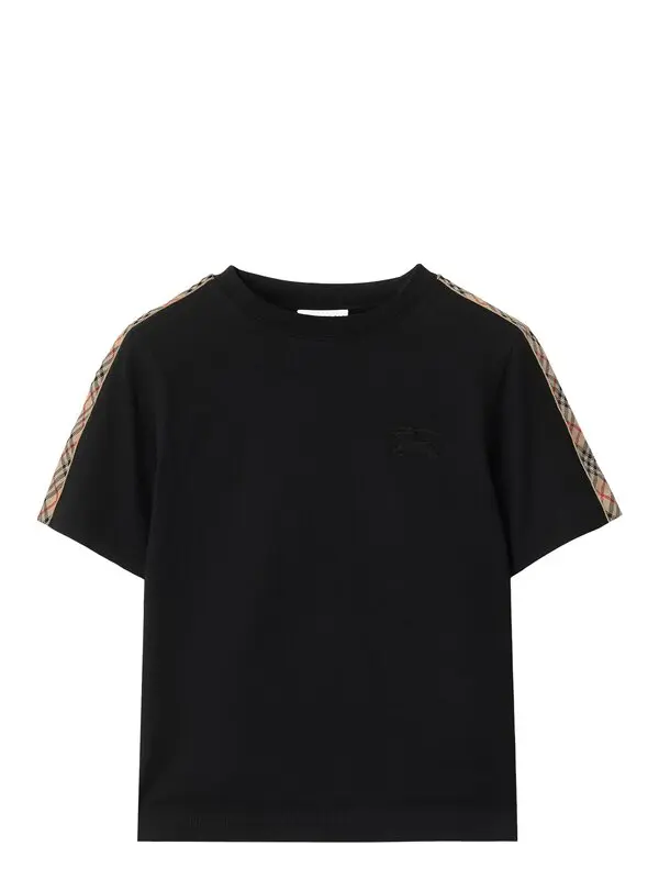 Burberry T-shirt With Check Detail - Black