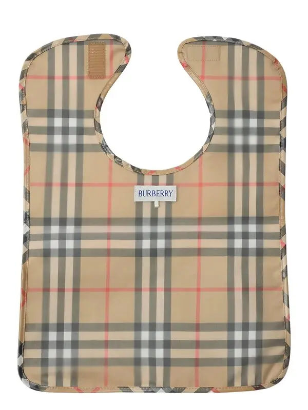 Burberry Coated Cotton Bib With Check Pattern - Beige
