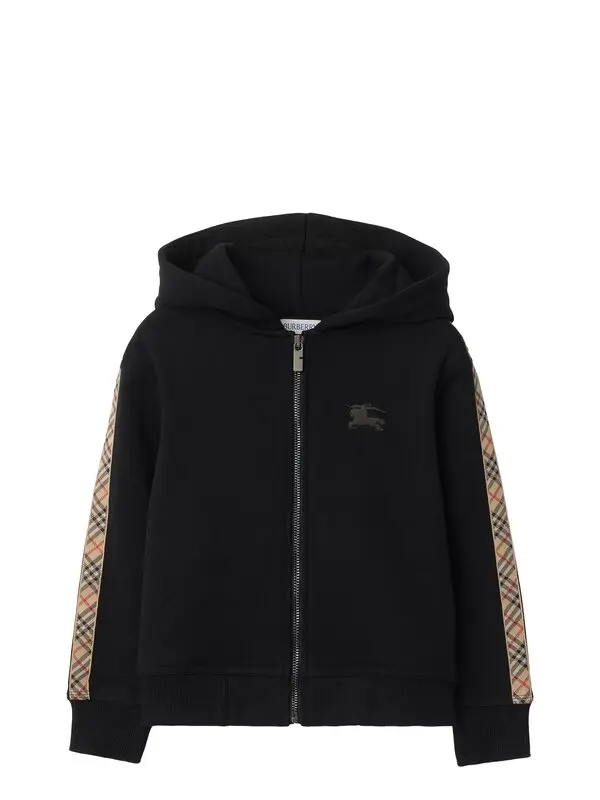 Burberry Hoodie With Check Motif Detail - Black