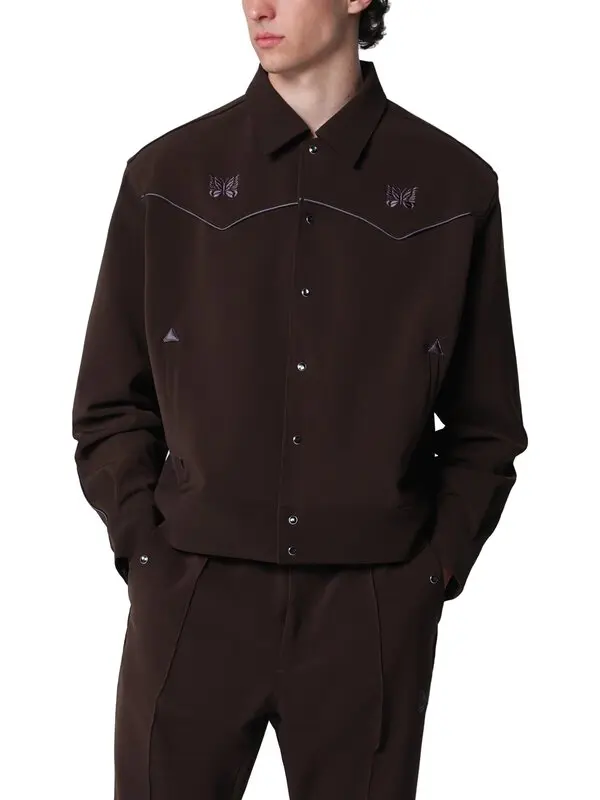 Needles Piping Cowboy Jacket In Stretch Polyester - Brown
