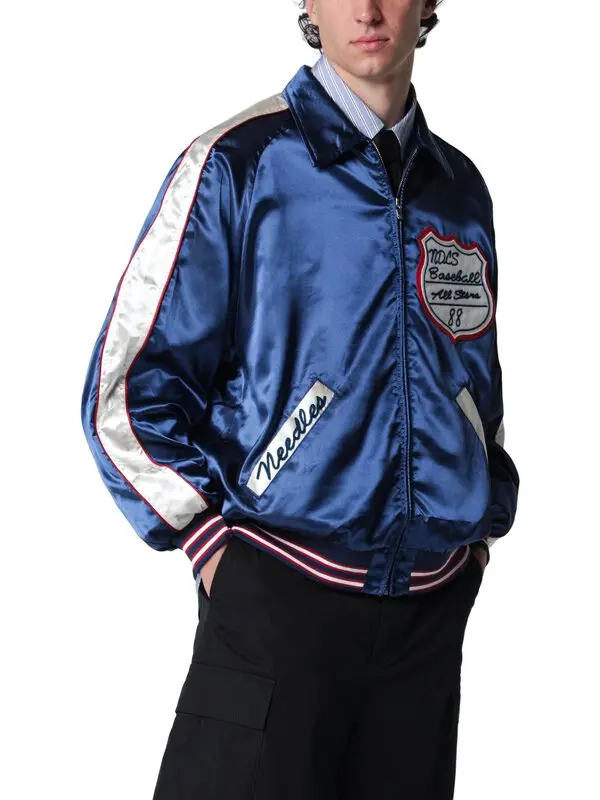 Needles Polyester Satin Stadium Jacket - Blue
