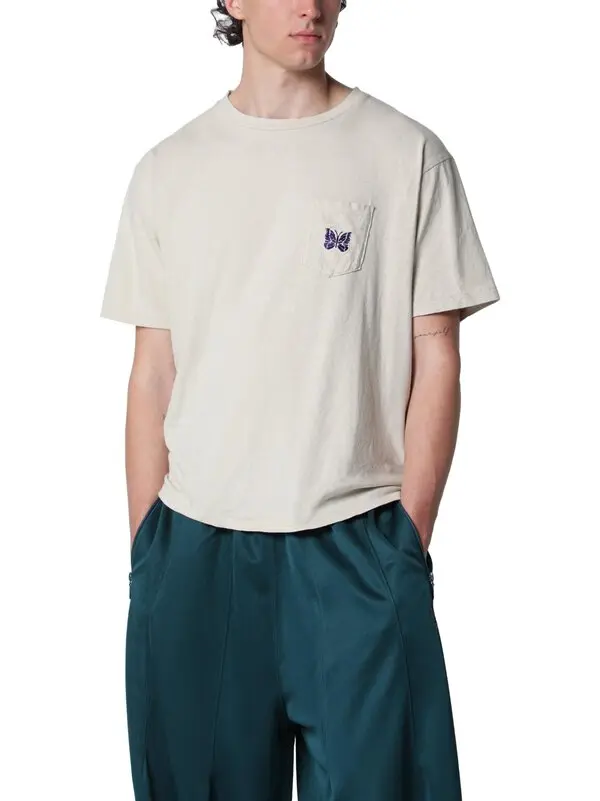 Needles Cotton T-shirt With Embroidery - Beige