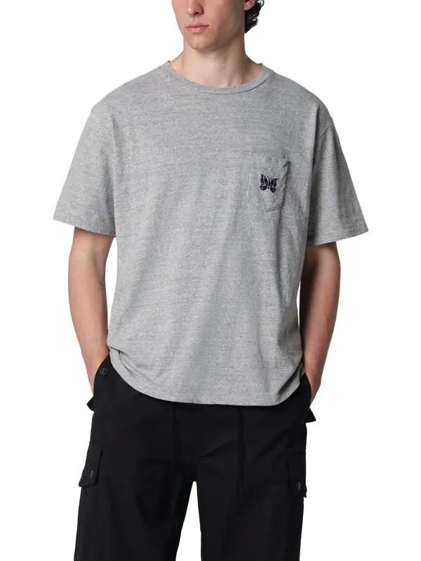 Needles Cotton T-shirt With Embroidery - Grey