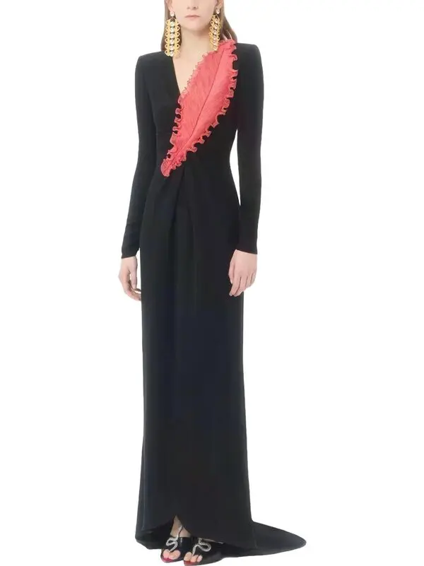 Valentino Garavani Embroidered Feather Gown - Black