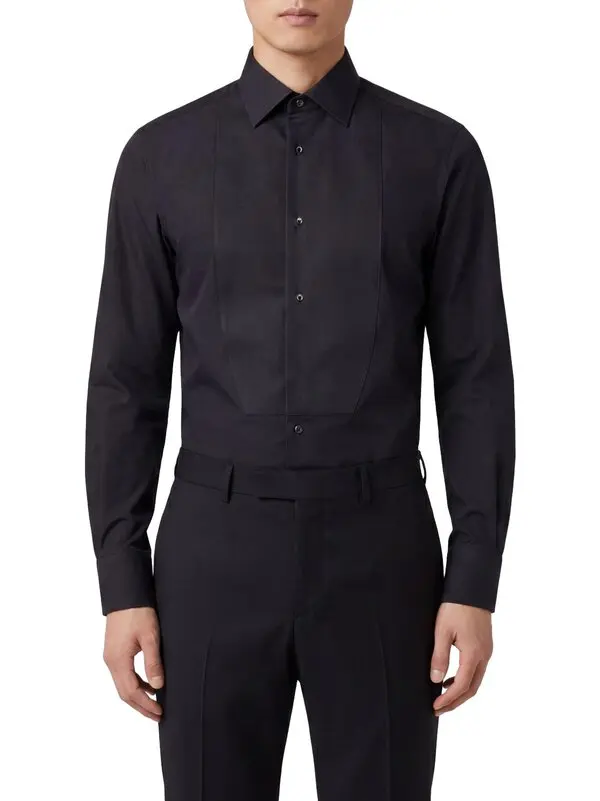 Dolce & Gabbana Slim Fit Cotton Poplin Shirt With Italian Collar - Black