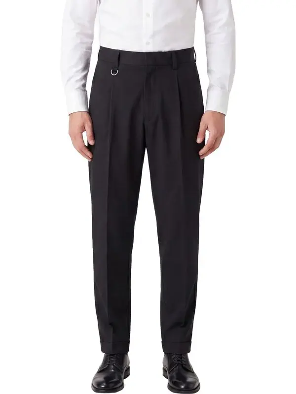 PAOLO PECORA Slim Fit Cotton Chino Trousers - Black