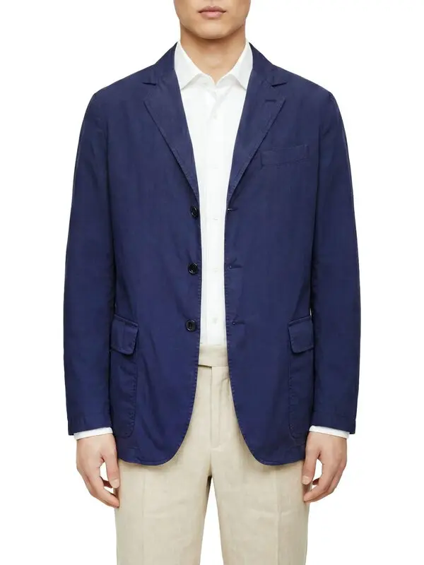 Aspesi Single-breasted Cotton Blazer With Lapels - Blue