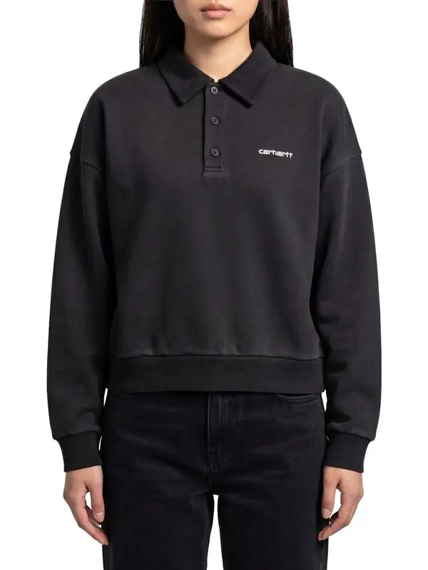 Carhartt Work In Progress Long-sleeved Cotton Sweat Polo - Black