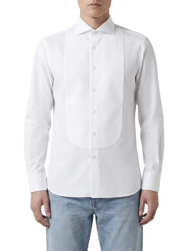 Brunello Cucinelli Slim Fit Cotton Poplin Shirt - White