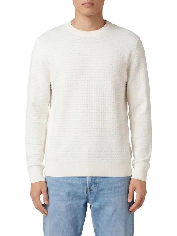BOSS Textured Crew Neck Sweater - White