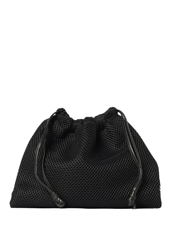 THE FRANKIE SHOP Morgan Mesh Handheld Clutch With Drawstring Closure - Black