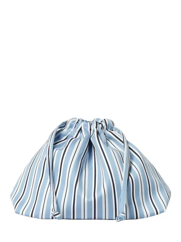 THE FRANKIE SHOP Morgan Multi-striped Cotton Blend Clutch With Drawstring - Gnawed Blue