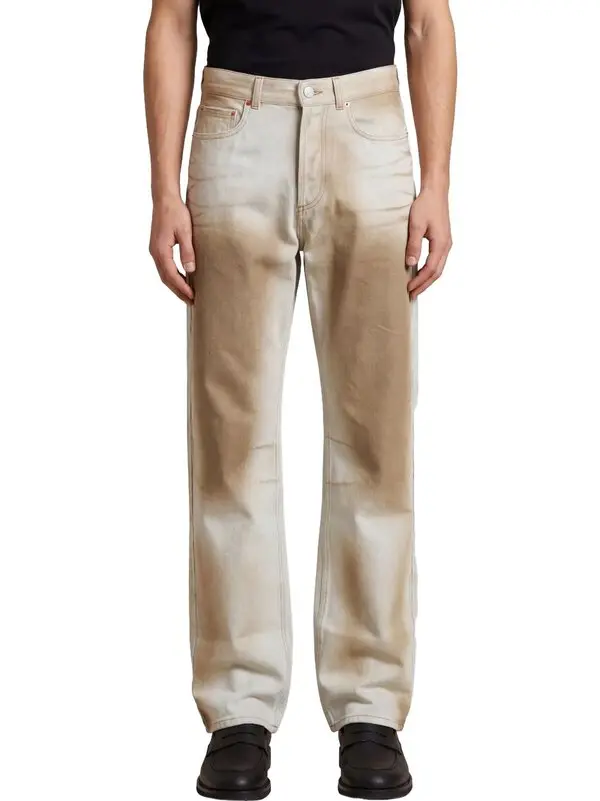 MAGLIANO Flattone Mid-rise Straight Fit Jeans In Worn-effect Denim - Beige