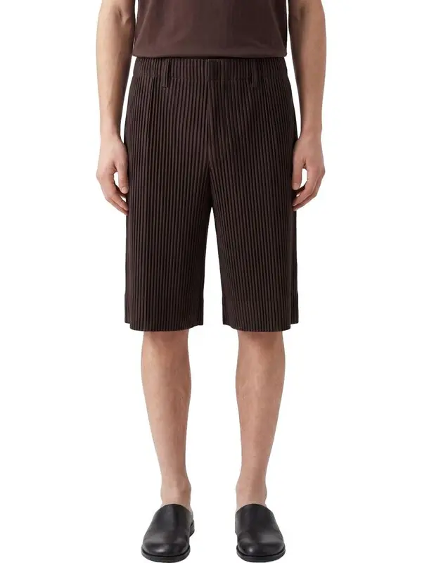 Issey Miyake Homme Plissé Pleated Crêpe Chino Shorts - Brown