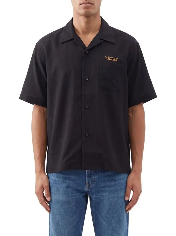 Visvim Silk Bowling Shirt With Rear Embroidered Logo - Black