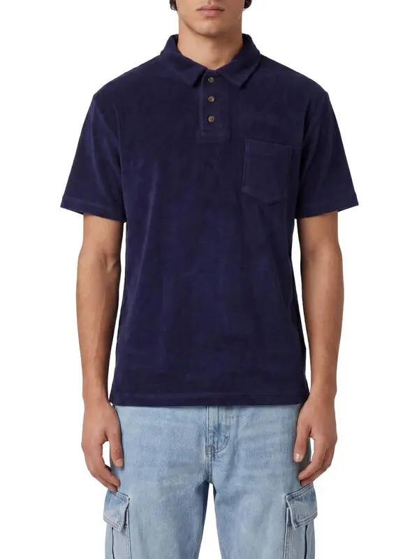 Howlin' Short-sleeved Cotton-blend Polo Shirt With A Chest Patch Pocket - Blue