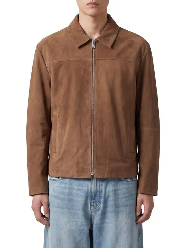 ARMA Suede Goat Leather Shirt Jacket With Welt Pockets - Brown