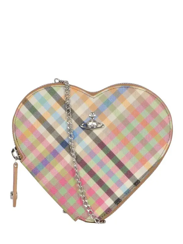 VIVIENNE WESTWOOD Heart-shaped Tartan Mini Crossbody Bag - White
