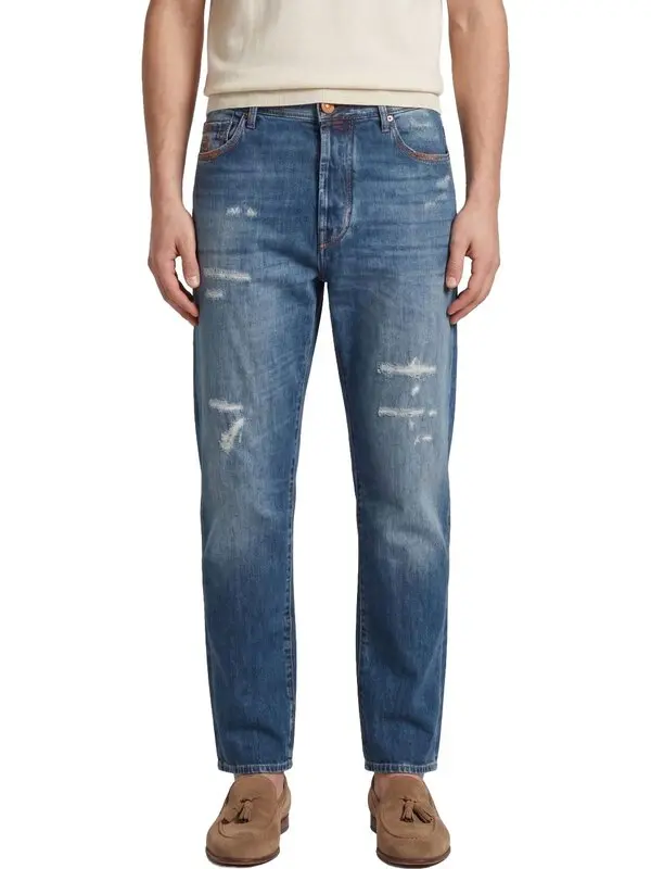 Jacob Cohen Straight-fit Distressed Denim Jeans - Blue