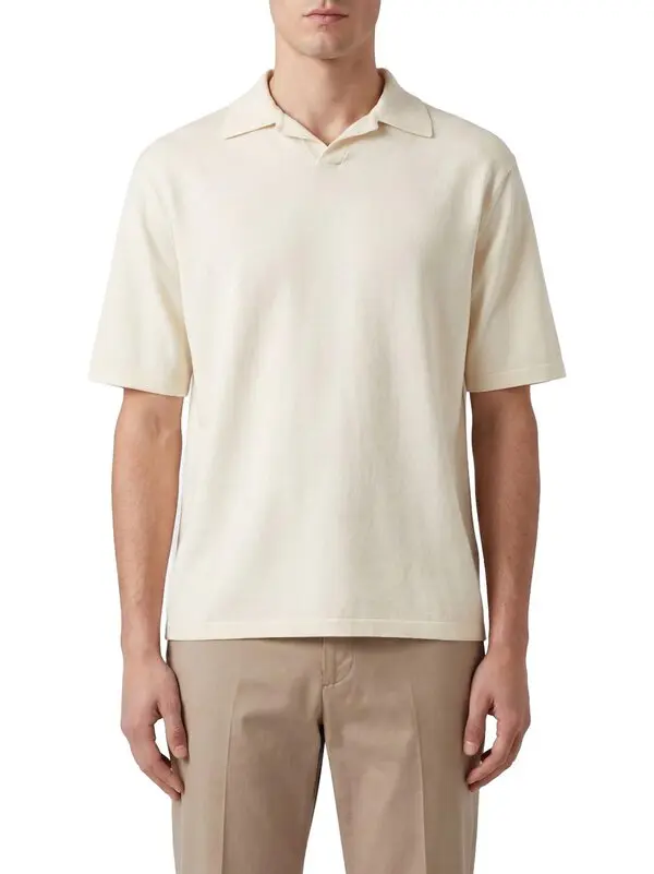 Auralee Short-sleeved V-neck Silk Polo Shirt - Ivory
