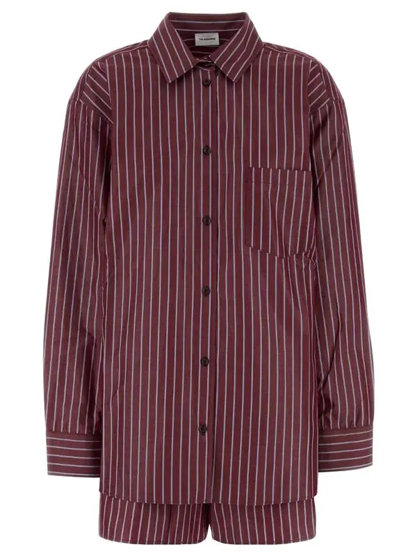 Andamane Striped Shirt And Shorts Set - Red