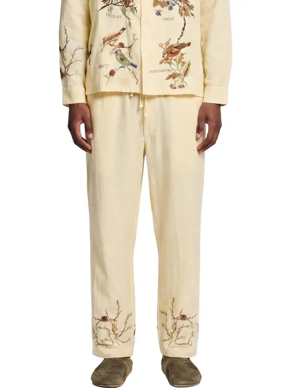 BAZISZT Bazsizt Embroidered Trousers - Beige