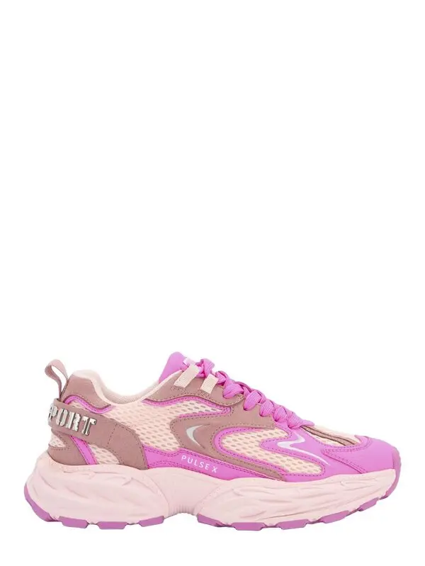 PLEIN SPORT Pulse X Sneakers In Calfskin Leather And Mesh - Pink