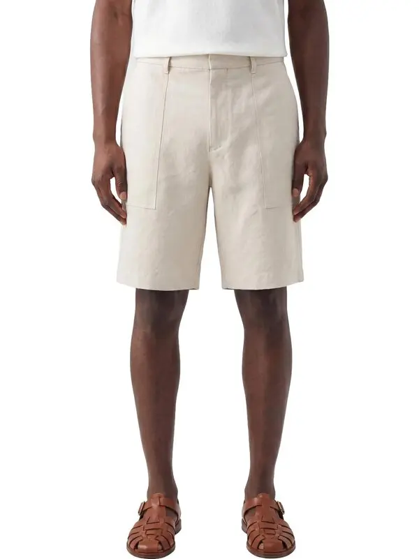 LARDINI Tailored Linen Blend Shorts - Nude