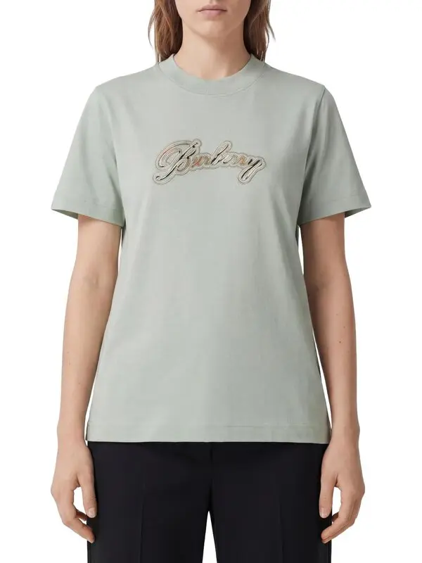 Burberry Cotton Crew Neck T-shirt With Logo - Green