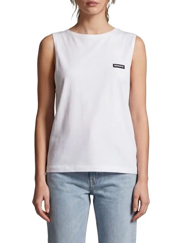 ROTATE BY BIRGER CHRISTENSEN Organic Cotton Tank Top With Appliqué Logo - White