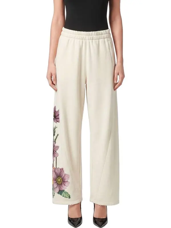 Philipp Plein Wide Leg Floral Embellished Trousers - Beige