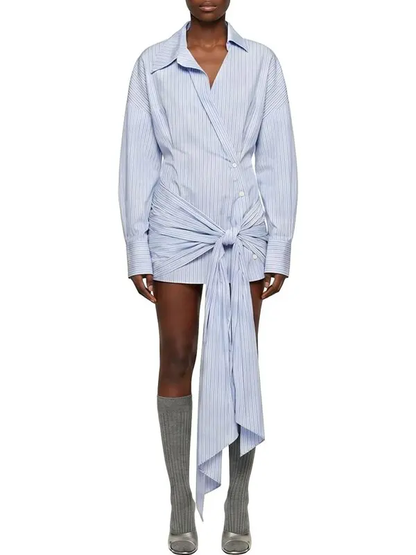 Attico Striped Shirt Dress - Blue