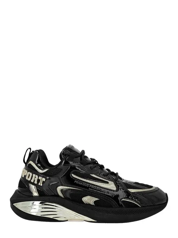 PLEIN SPORT Pegasus Project Mesh And Patent Leather Sneakers - Black 1